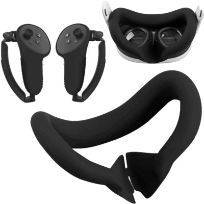For Meta Quest 3 VR Headset Silicone Face Eye Mask & Handle Grip Cover ...