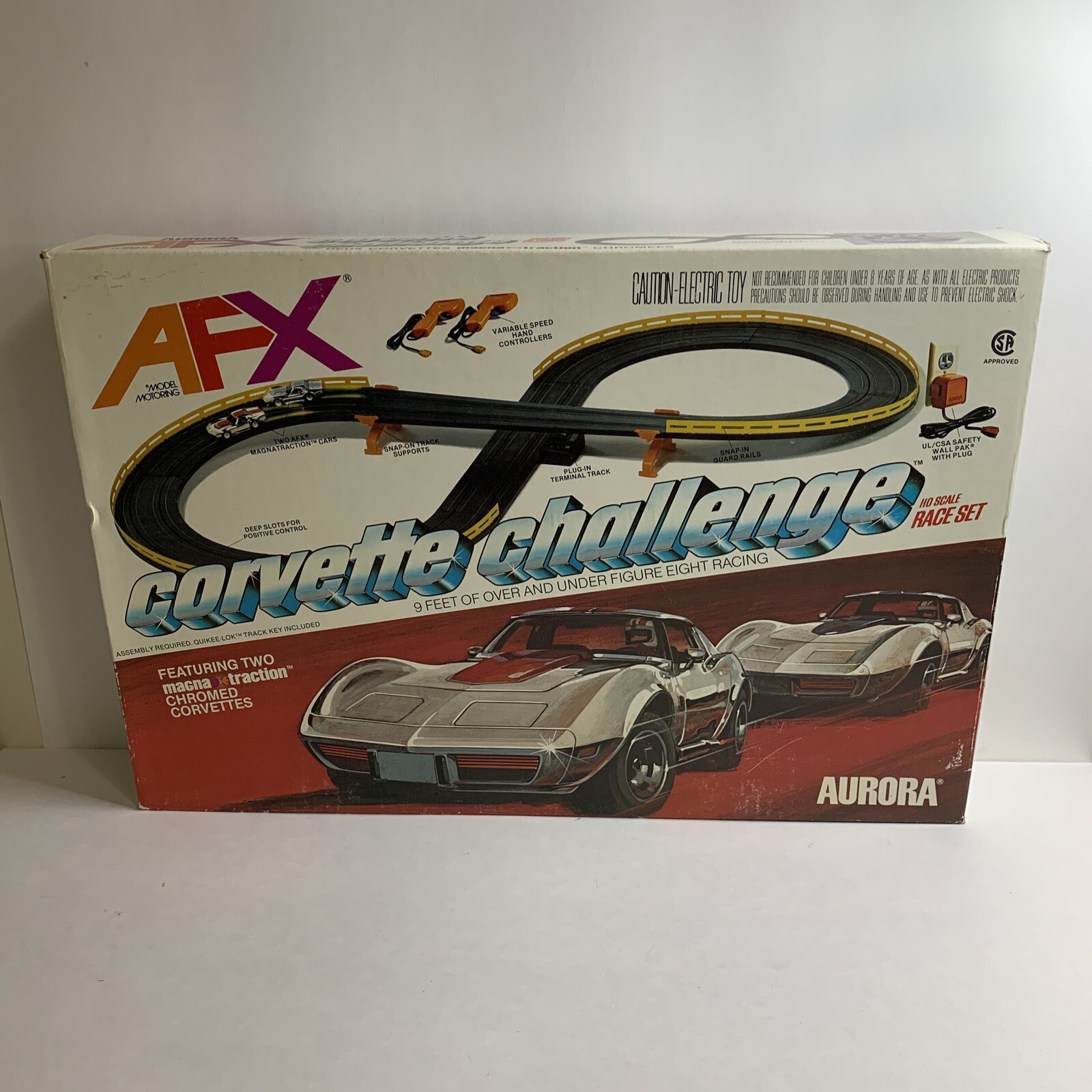 Aurora AFX Corvette Challenge Hi Scale Race Set Magna Traction Chromed ...