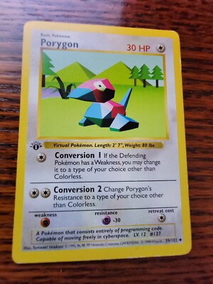 Excellent - Porygon 39/102 Base Set Shadowless 1st Edition 1999 Pokemon ...