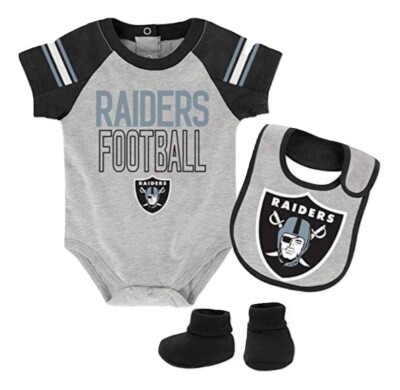 Las Vegas Raiders Football 3 Pc Infant Baby Creeper Bib Booties Set ...