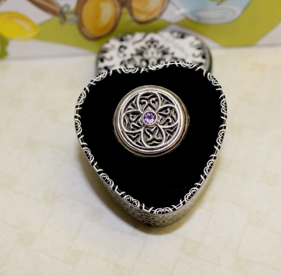 NWT BRIGHTON RING SIZE 7 .925 STERLING SILVER AMETHYST STONE BOLD LOOK ...
