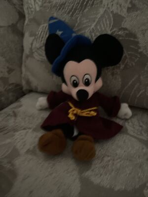 Disney Mickey Mouse 11” Fantasia Sorcerer Wizard Plush Stuffed Animal ...