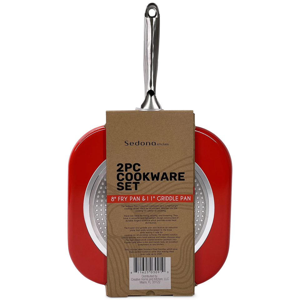 Sedona Forged Aluminum 8" Fry Pan and 11" Griddle Pan 2-PIECE Cookware ...