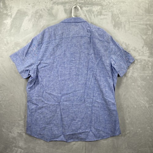 UNTUCKit Shirt men's 3XL Button Up 100% Linen Wrinkle Resistant Blue ...