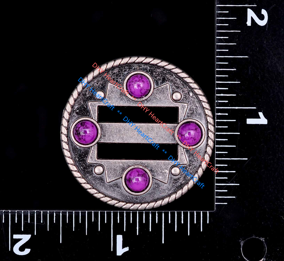 10X Purple Bead Leathercraft Western Cowboy Hatband Belt Slotted Concho ...