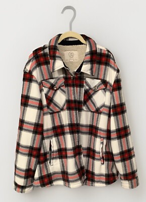Sage Collective Flannel Plaid Shacket Men’s Size XXL | Sherpa Lined Red ...