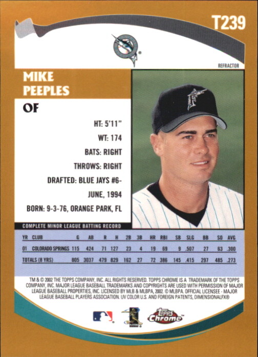 2002 Topps Chrome Traded Refractors #T239 Mike Peeples - NM-MT | eBay