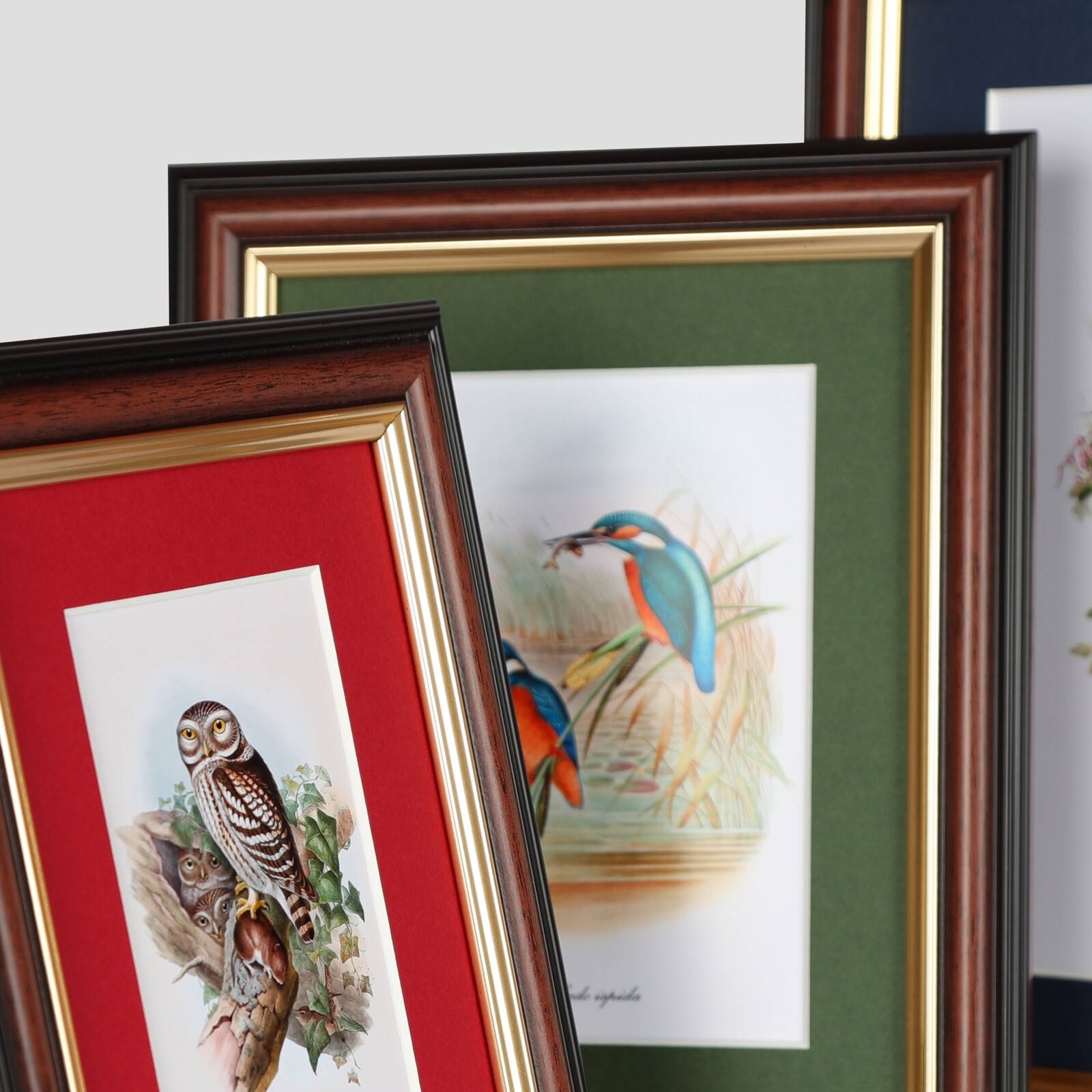 9x7 PICTURE PHOTO FRAME incl DARK GREEN Mount for 7x5 PICTURE BROWN ...