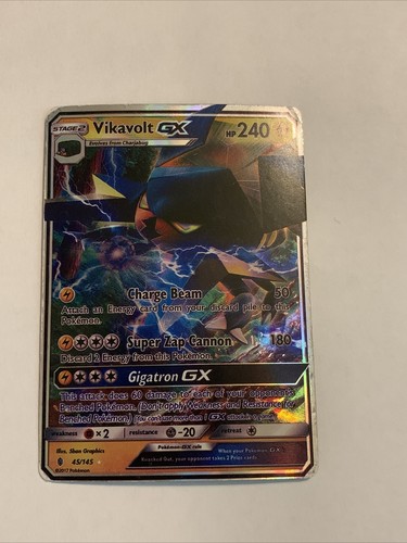 NM Vikavolt GX 45/145 Full Art Ultra Rare Holo SM: Guardians Rising ...