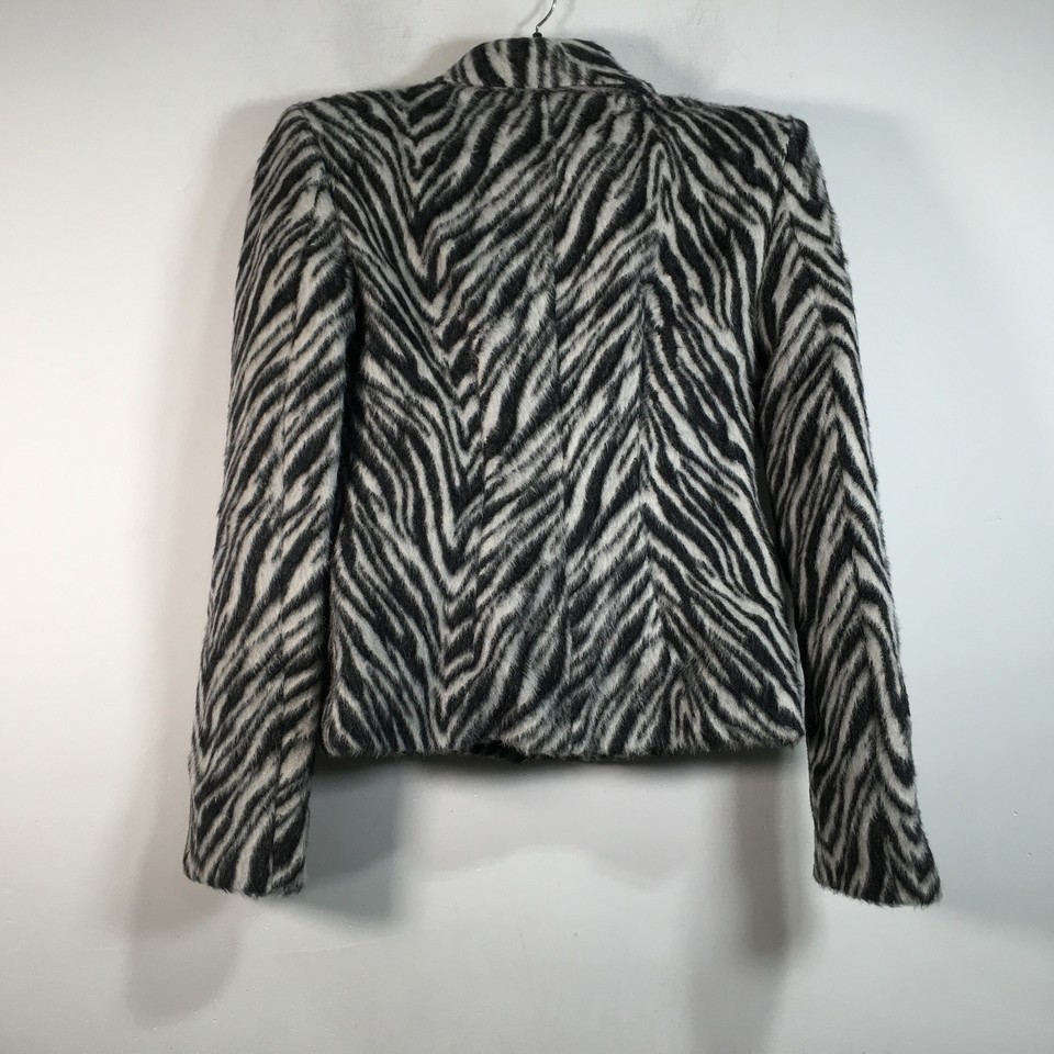 Women's Alyson Eastman Wool Muse Zebra Print Blazer, Size XS - Black ...