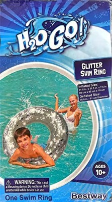 H2O Go! Inflatable Glitter Swim Ring Grey or Orange Ages +10 Years ...