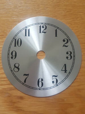 NEW - 3.5 Inch Clock Dial Face - Silver Finish 90mm - Arabic Numerals ...