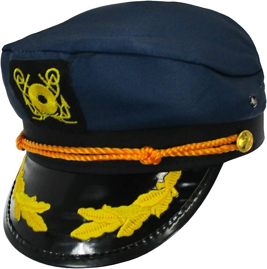 US ADULT CAPTAIN HAT SATIN YACHT BOAT NAVY SAILOR SEA MARINE FANCY ...