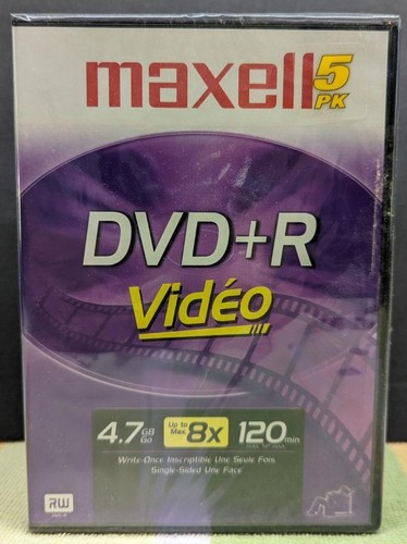 MAXELL DVD+R VIDEO 5 PACK NEW SEALED 4.7 GB 8X MAX 120 MINUTES | eBay