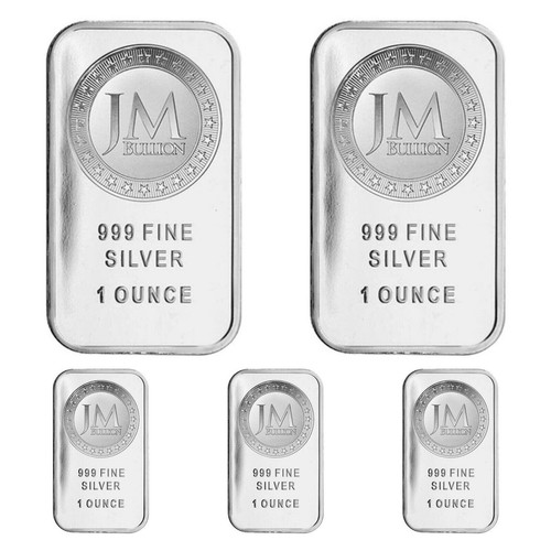 LOT 5 X 1 TROY OZ .999 FINE SILVER JM BULLION BARS BU SEALED | eBay