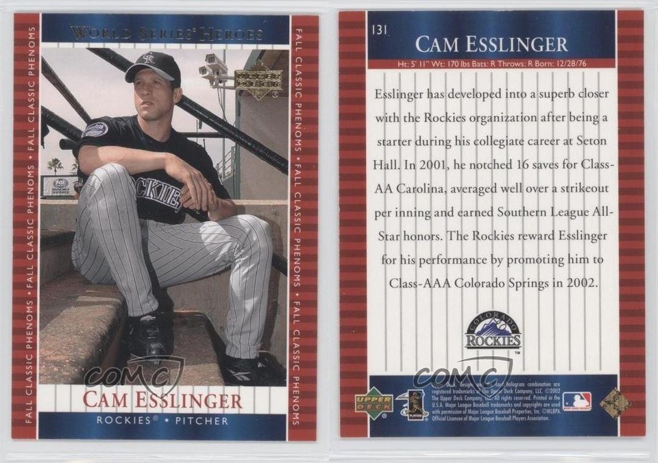2002 Upper Deck World Series Heroes Cam Esslinger #131 Rookie RC 0j0 | eBay