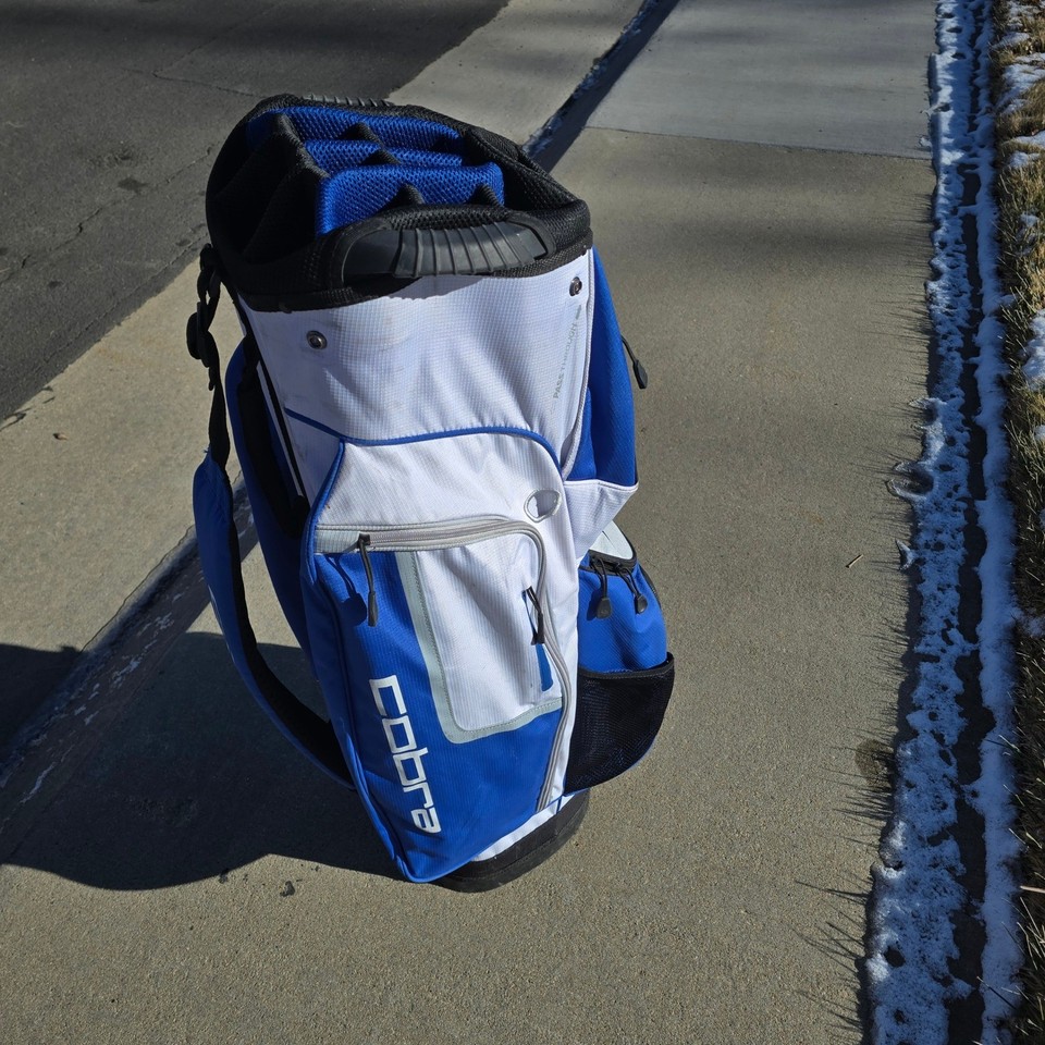 Cobra FLY XL Golf Bag Blue White Black 14 Way Divider Cart Bag with ...