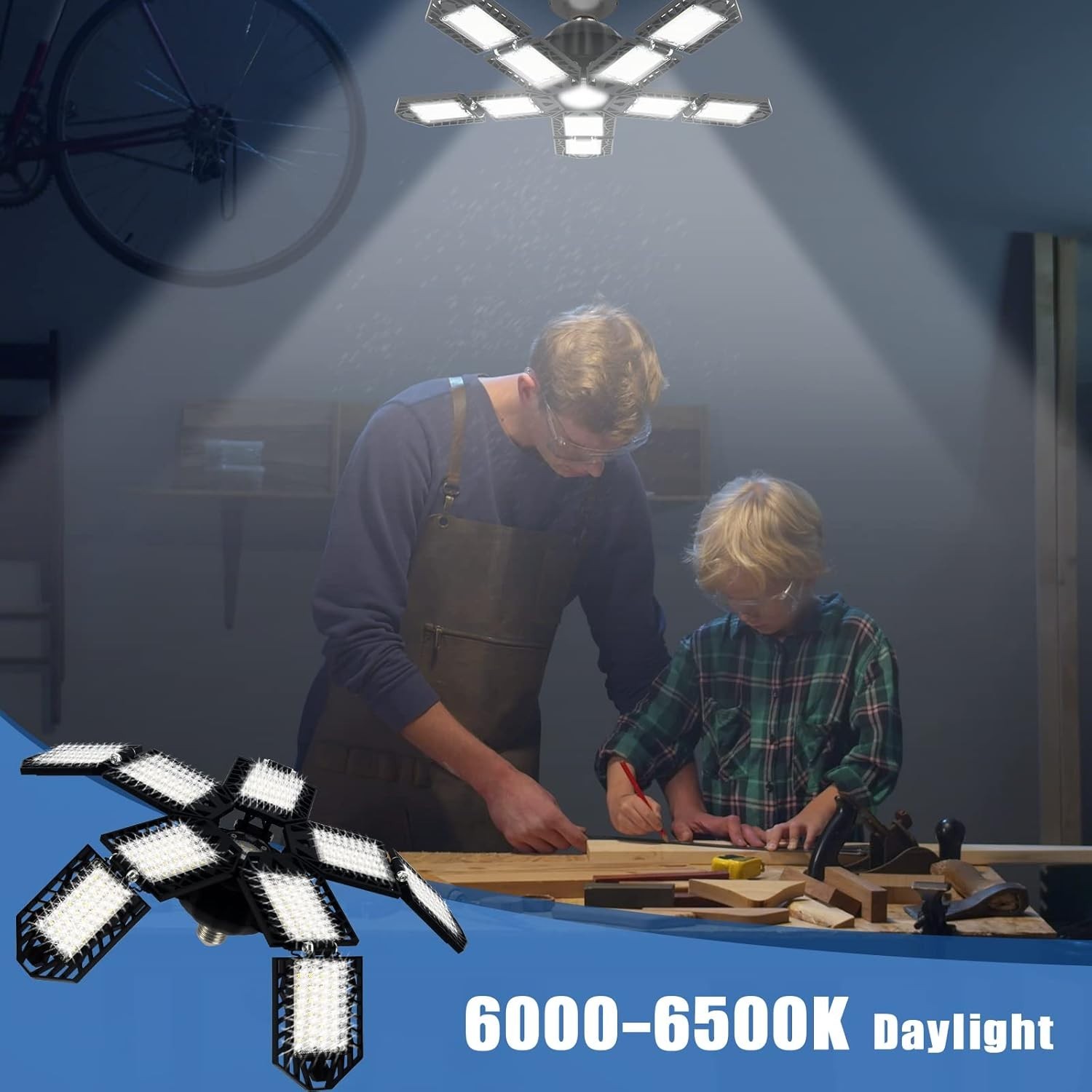 Ultra Bright LED Garage Lights 200W - 10+1 Panels Deformable Shop Light ...