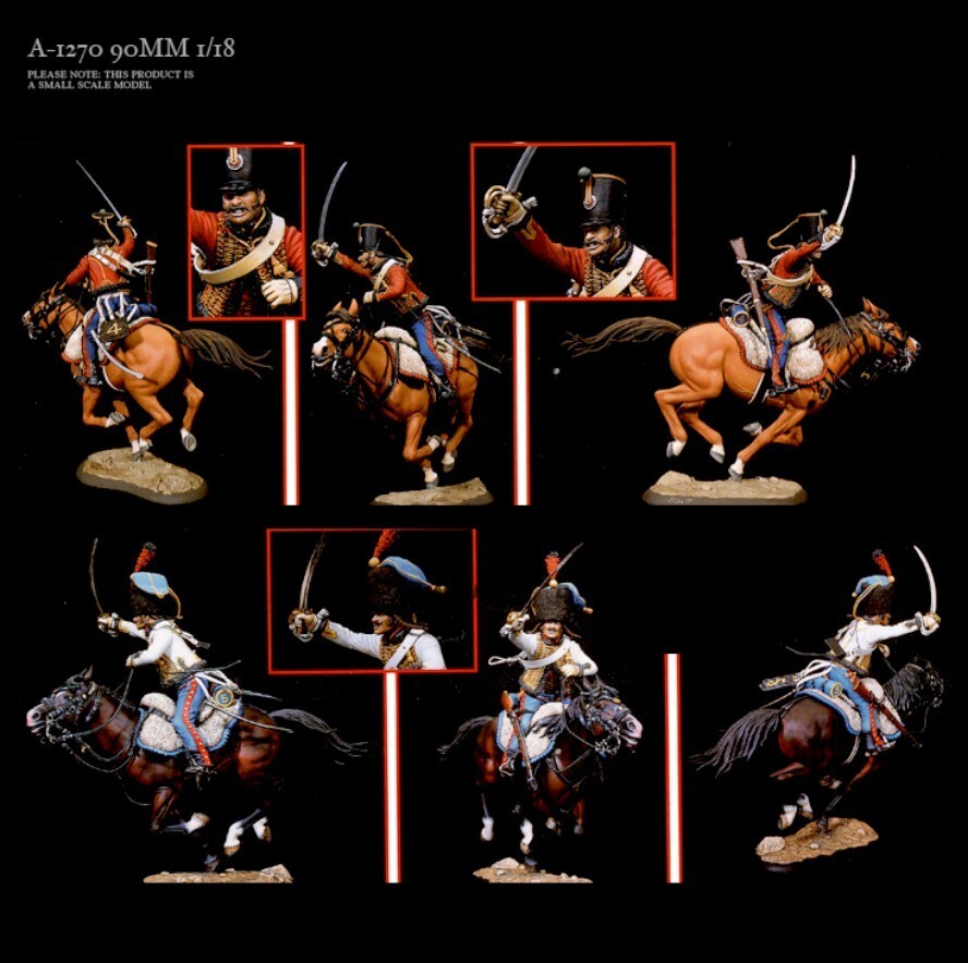 1/18 90mm resin figure model Napoleonic elite cavalry double headed ...