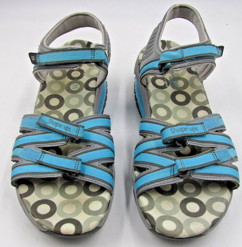 Skechers Shape Ups Womens Blue And Silver Ankle Strap Toning Sandals ...