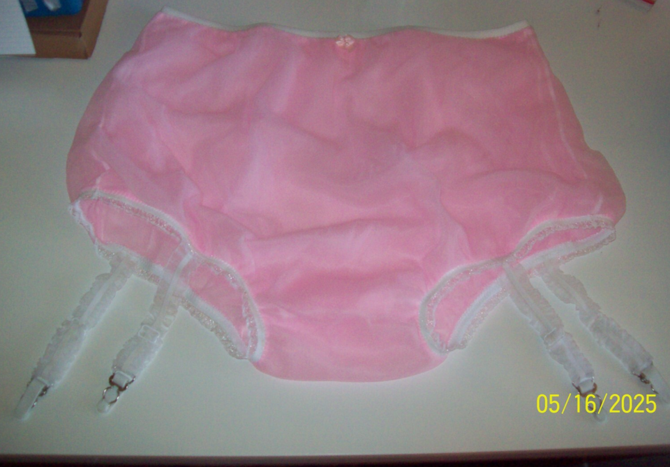 3 FULL LAYER Pink SHEER NYLON Granny POOF Panty GARTER Sleeve RUFFLE 34 ...