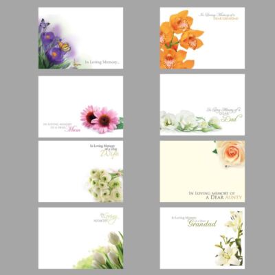 Pack of 9 Large Sympathy Florist Message Cards In Loving Memory ...