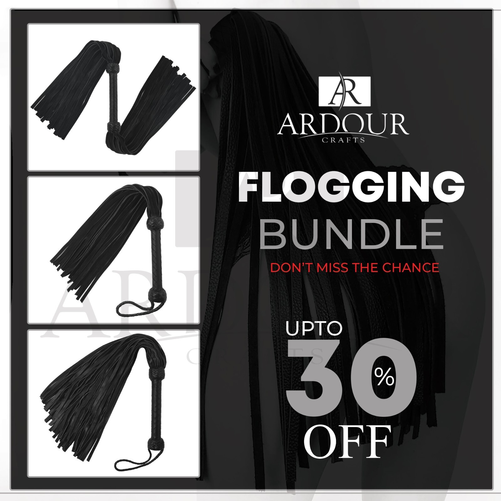 Real Cowhide Leather Floggers Bundle of 3 Handmade Floggers Heavy Duty ...