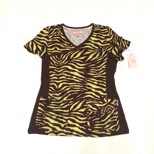 Koi Raquel Tiger Striped V Neck Medical Dental Scrub Top Women’s Size ...