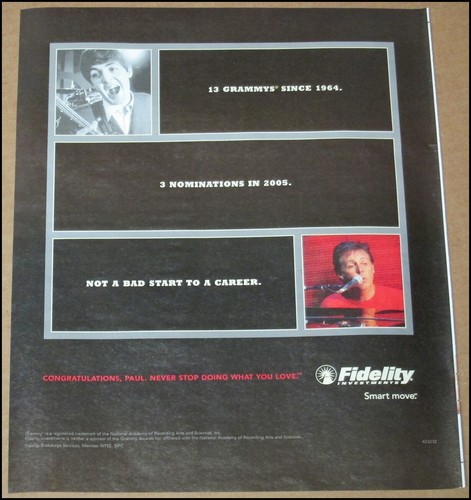 2006 Paul McCartney Fidelity Investments Print Ad Advertisement Page ...