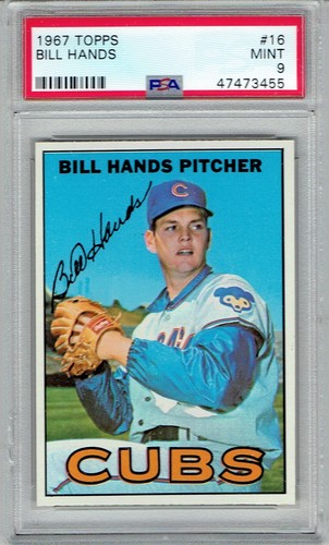1967 Topps Bill Hands #16 Chicago Cubs PSA 9 MINT!! | eBay
