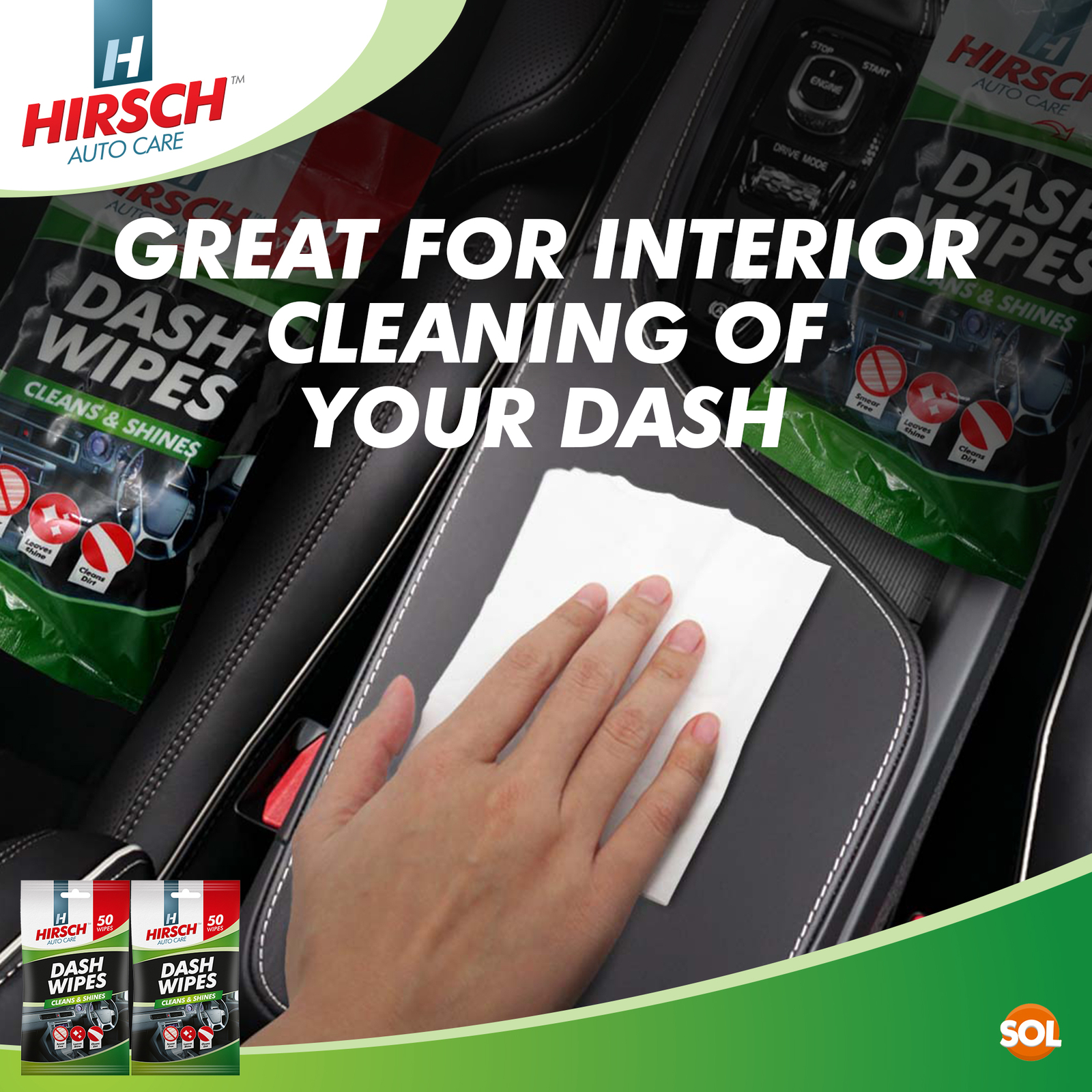 100pk Car Dash Wipes New Car Scent Gloss Interior Dashboard Streak Free ...