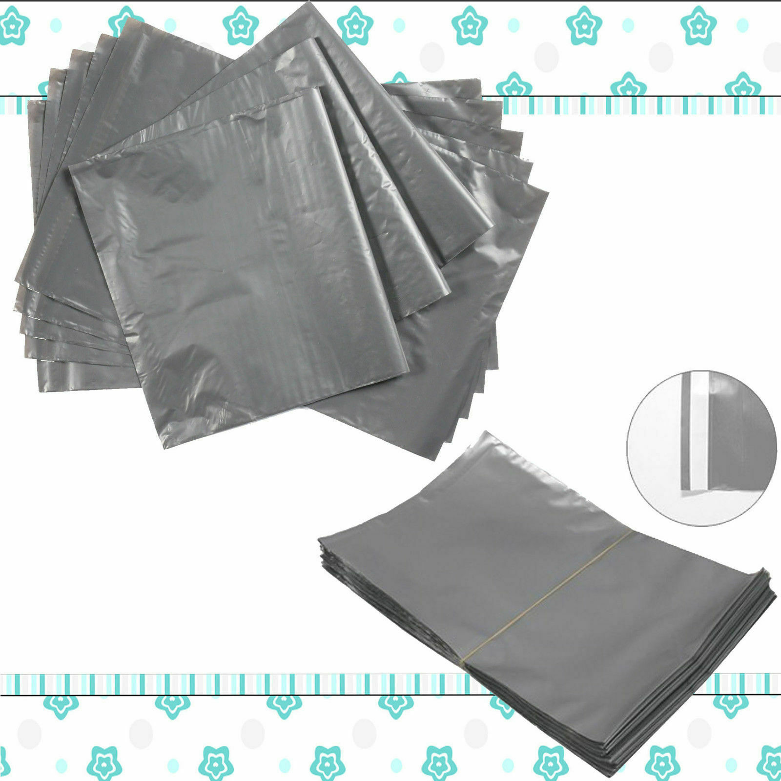 12 x 16" Grey Mailing Bags Strong Parcel Postage Plastic Post Poly Self ...