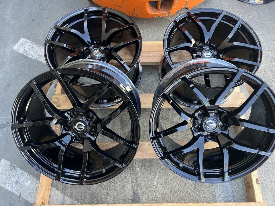 19” NISSAN 370Z 370 Z NISMO V2 RAYS FORGED BLACK WHEELS RIMS STOCK ...