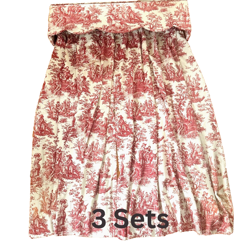 3 Custom WAVERLY COUNTRY LIFE Red Toile Board Mount Valances w 6 Drapes ...