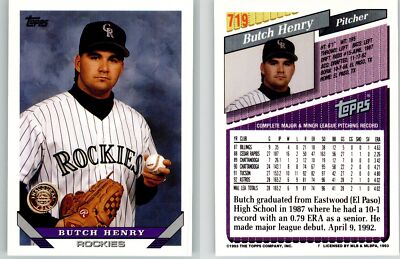 Butch Henry 1993 Topps Inaugural Rockies Stamped #719 Rockies | eBay