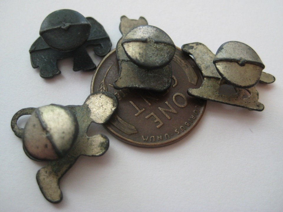 VTG Metal Cracker Jack~Toy~Prize~BUTTON STUD Lapel Lot CAT~DOG~MONKEY ...