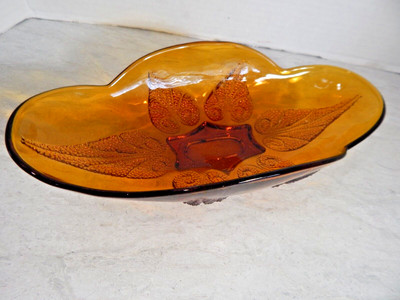 Amber oval petal-shaped three-dimensional leaf pattern bowl | eBay