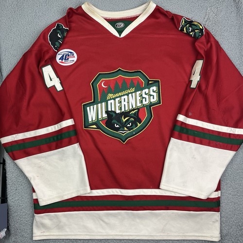 Minnesota Wilderness Hockey Jersey NAHL Janis Jaks Red 40th Sz 54 Pro ...