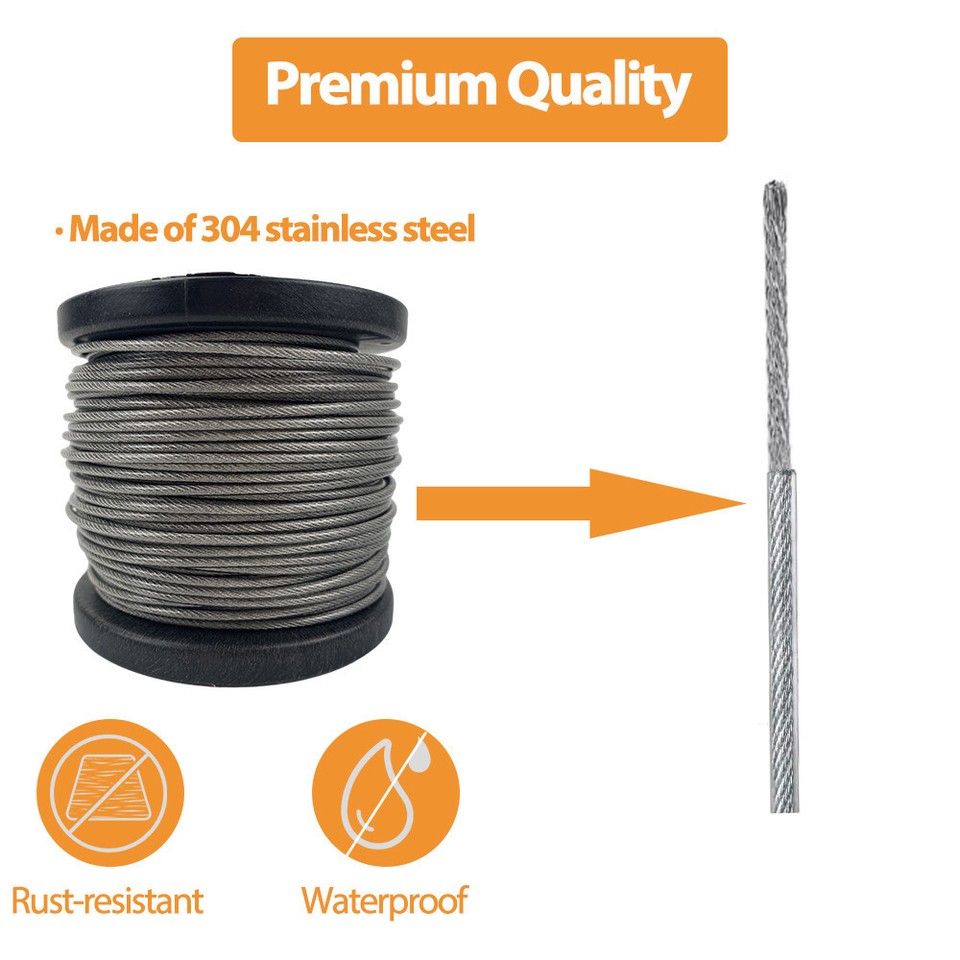 304 Stainless Steel Wire Cable 165ft String Light Hanging Kit Guide ...