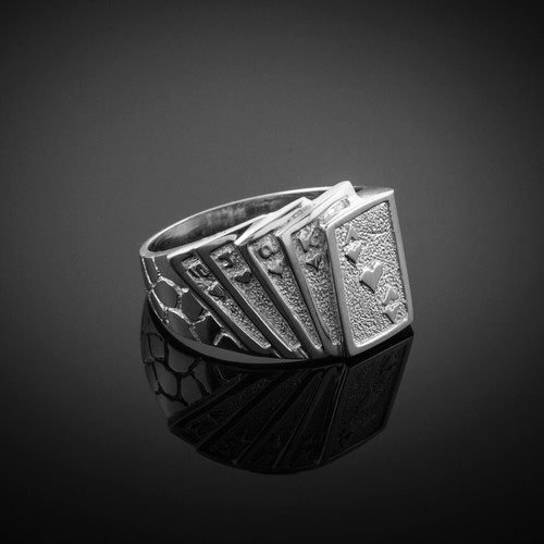 .925 Sterling Silver Royal Flush Poker Hand Nugget Ring | eBay