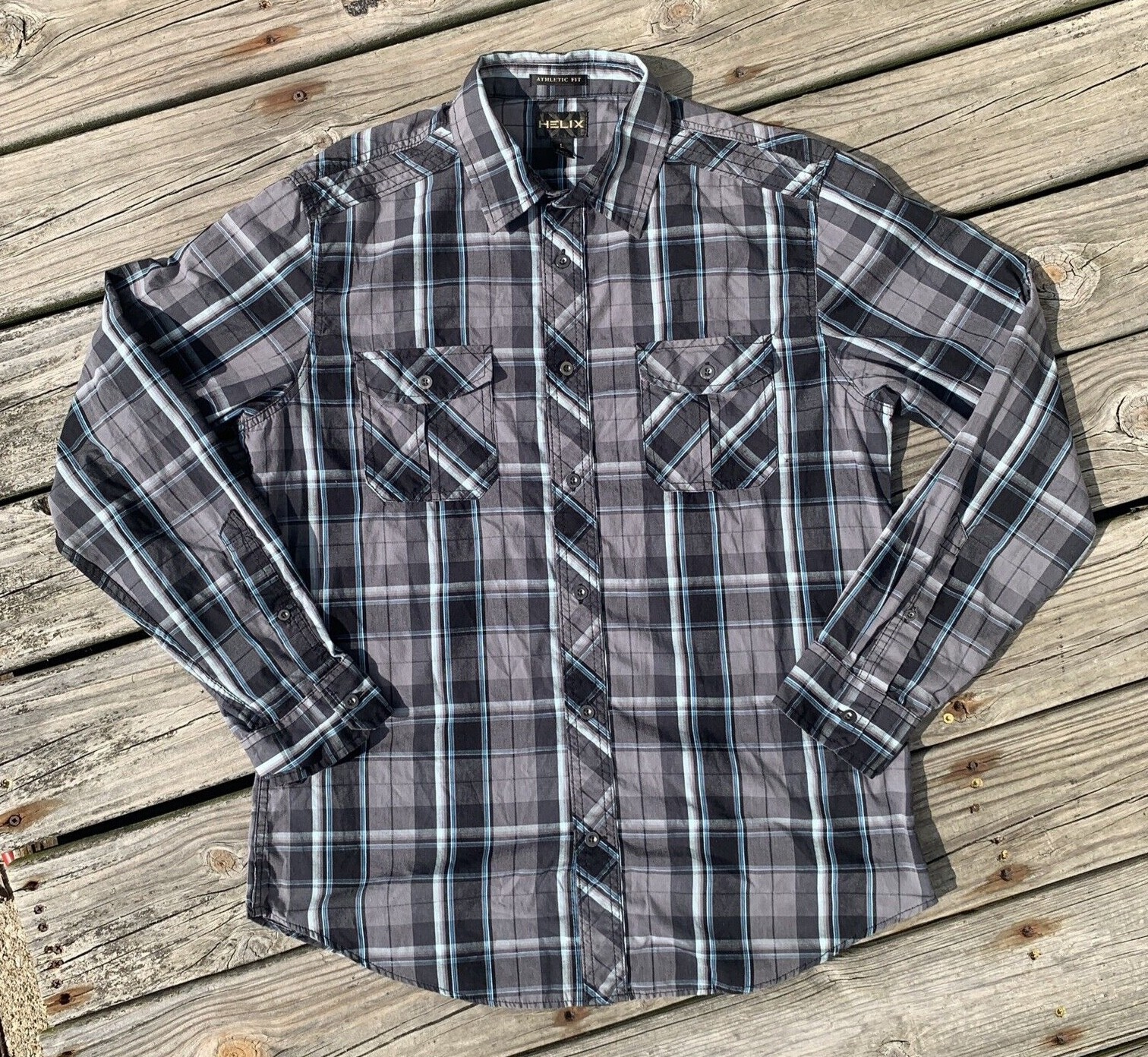 Helix Shirt Mens Large Athletic 2 Pocket Button Cowboy Western Rodeo | eBay