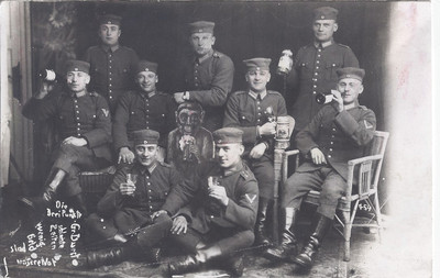 1910s RP POSTCARD WORLD WAR ONE ERA? GERMAN SOLDIERS DRINKING W/MONKEY ...