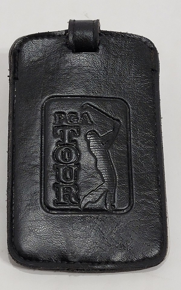 PGA TOUR LOGO LUGGAGE BAG TAG NAME TRAVEL SUITCASE BLACK GENUINE ...