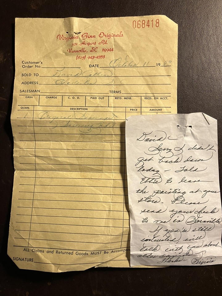 Virginia Ginn Original Oil Painting With Original Purchase Receipt From ...