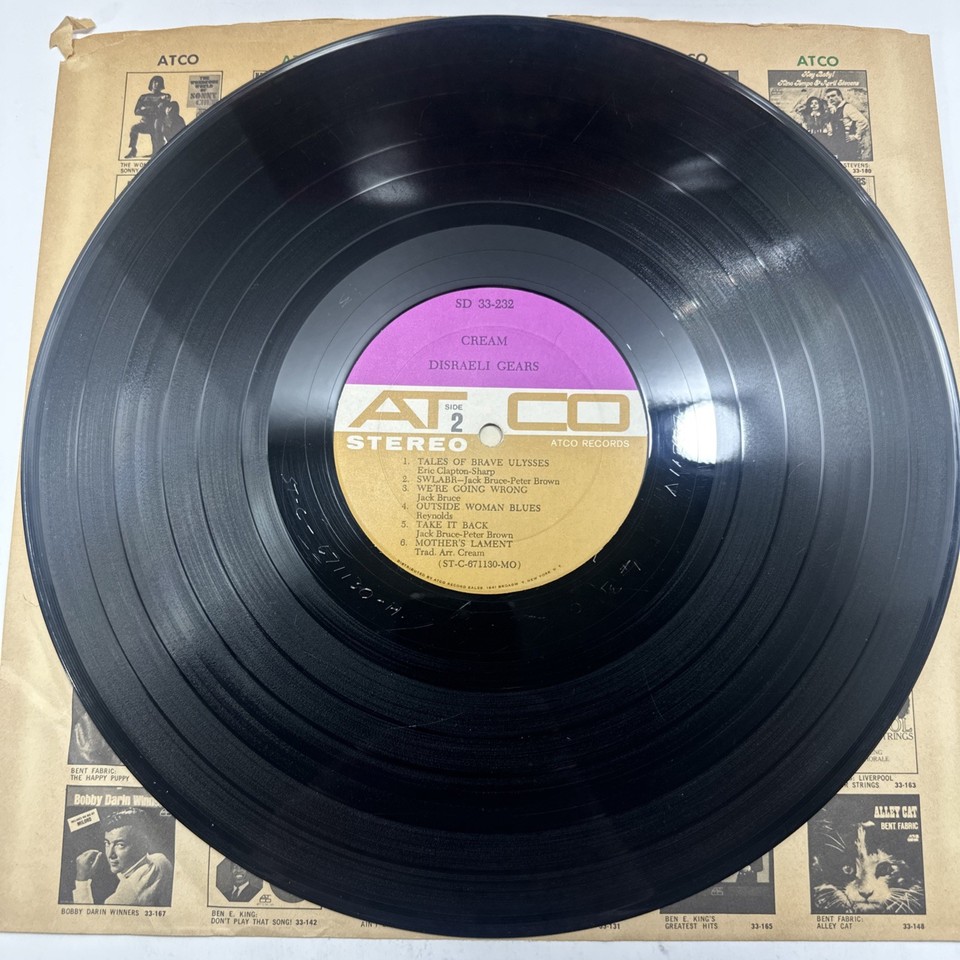 CREAM -Disraeli Gears LP Vinyl 1967 Terre Haute 1st press ATCO SD 33 ...