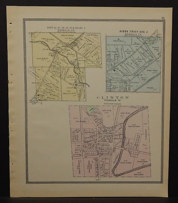 Ohio Huron County Map Clinton 1891 !Y14#67 | eBay