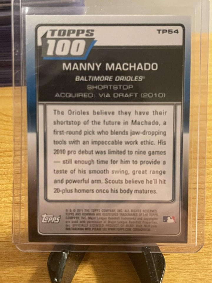 2011 Bowman Topps 100 Prospects TP54 Manny Machado RC Rookie Baltimore ...