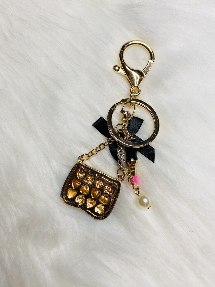 Mini Handbag Lipstick Bag Charm Keychain Keyring Purse Pendant Black ...