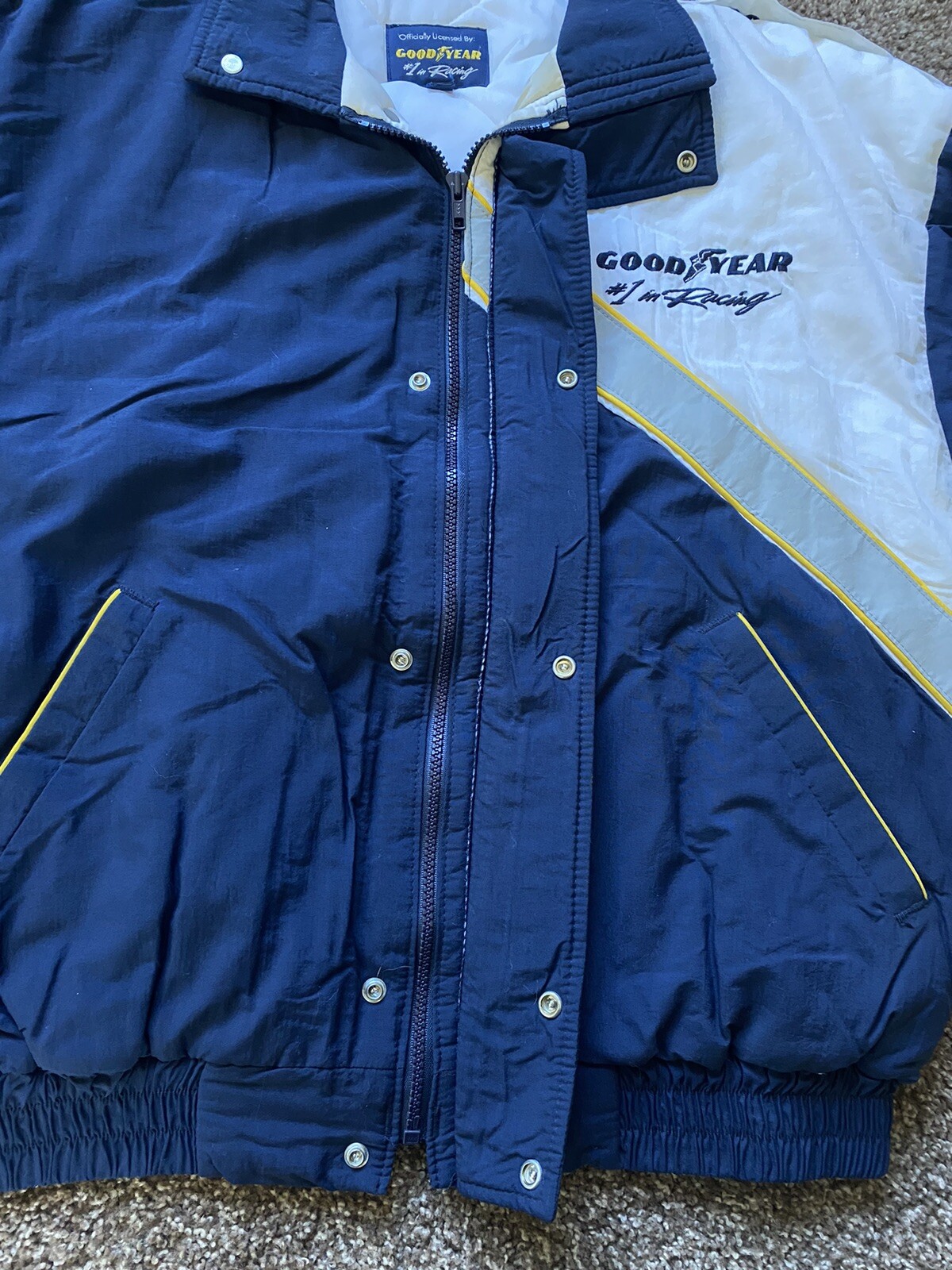 Vintage Goodyear Racing Jacket Navy Full Zip Bomber L… - Gem