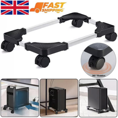 Adjustable PC Case Computer CPU Stand Holder Floor Stand Trolley With 4 ...
